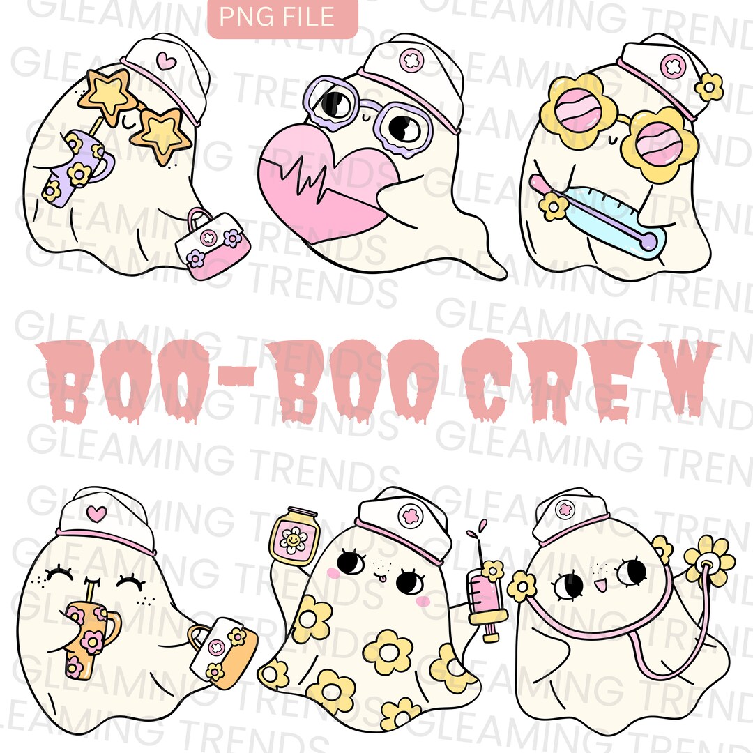 Boo Boo Crew PNG, Ghost Nurse Png, Groovy, Funny Nurse Png, Cute Ghost ...