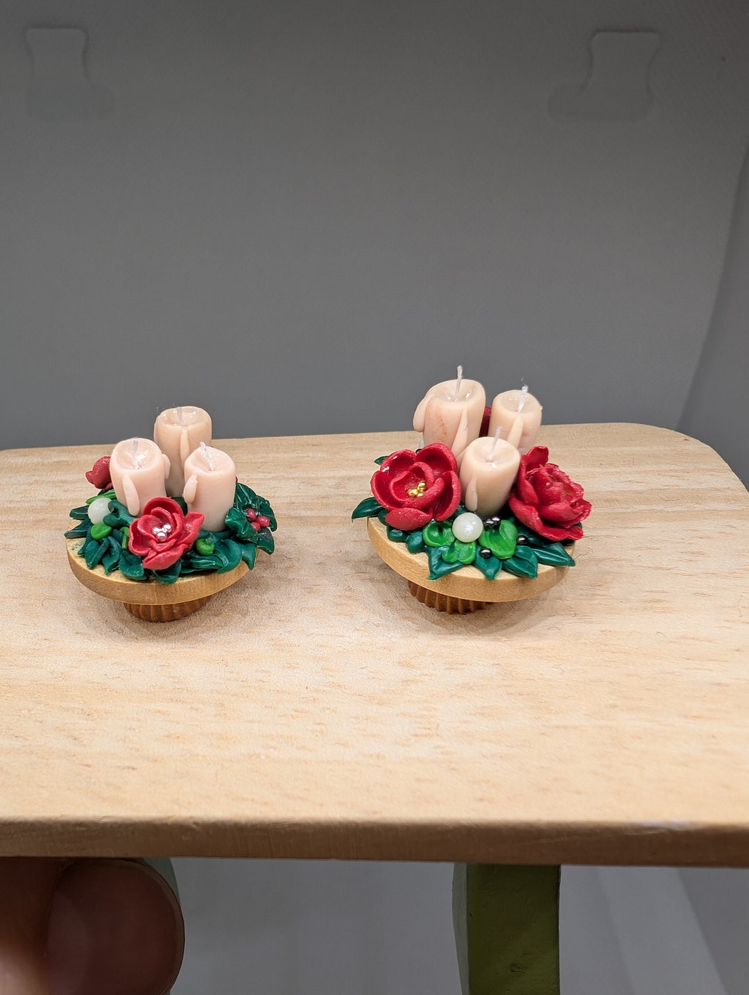 Miniature Advent Wreath, Dollhouse Table Decoration, Mini Christmas ...