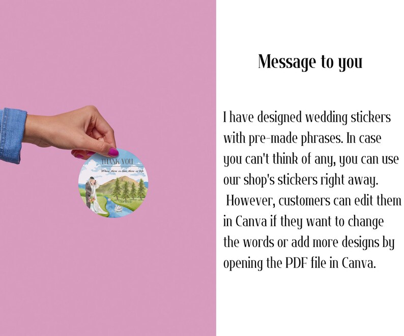 Elegant Digital Wedding Sticker Designs Customizable Wedding Favor ...