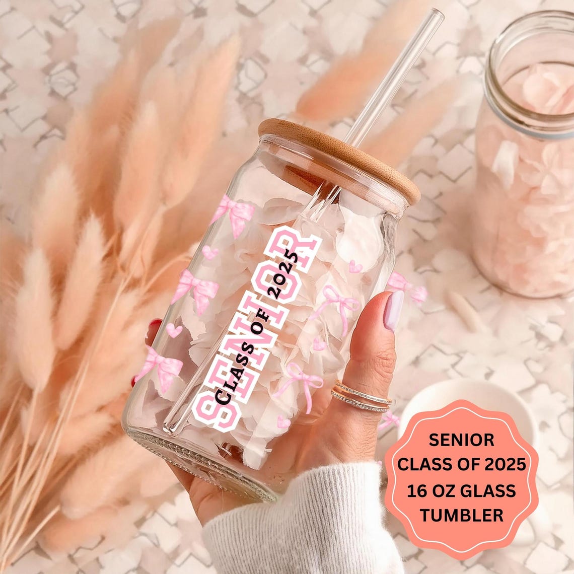 Senior, Class of 2025, Coquette Pink Bow, Tumbler, Gift For, Graduation ...