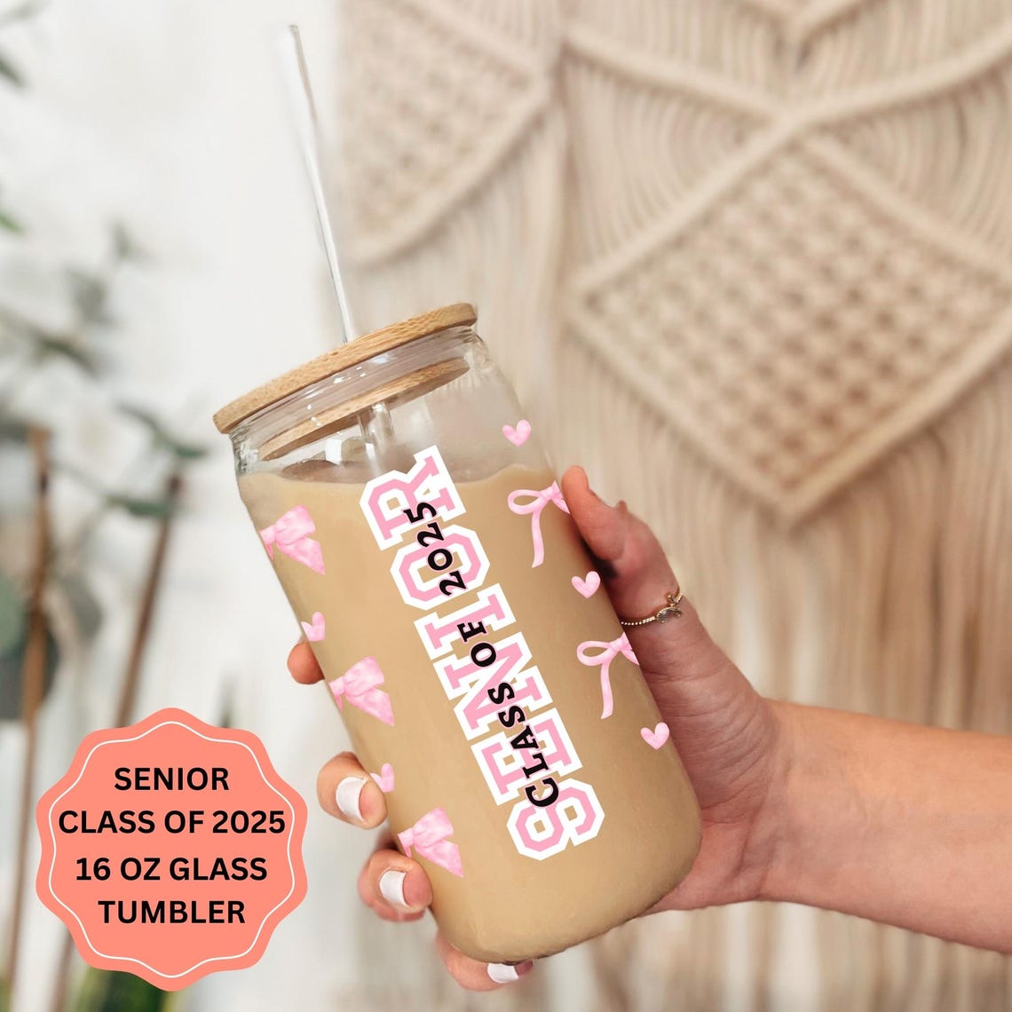 Senior, Class of 2025, Coquette Pink Bow, Tumbler, Gift For, Graduation ...