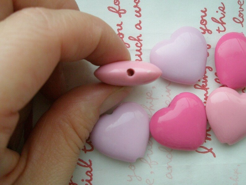 Sale Big Puffy Heart BEADS 6pcs Pink Tones - Etsy