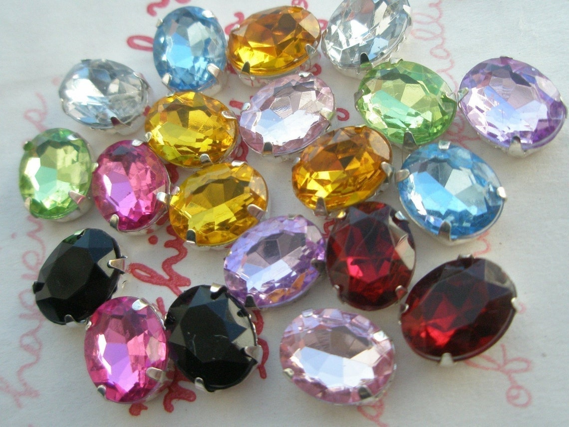 Clear Faceted Oval Gem Rhinestone With Setting Mix 20pcs - Etsy