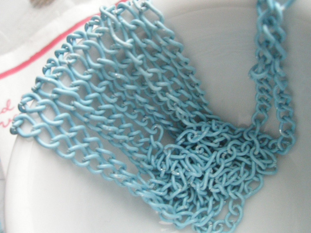 B GRADE 5 Feet Enamel Chain Light Blue 60 Inches Link6mm X 4mm Size--m ...