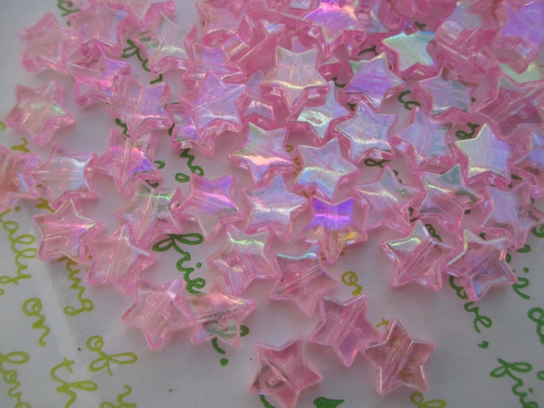 New Item Tiny Shiny Star Beads 50pcs 10mm AB Pink - Etsy