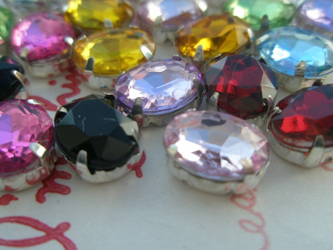 Clear Faceted Oval Gem Rhinestone With Setting Mix 20pcs - Etsy