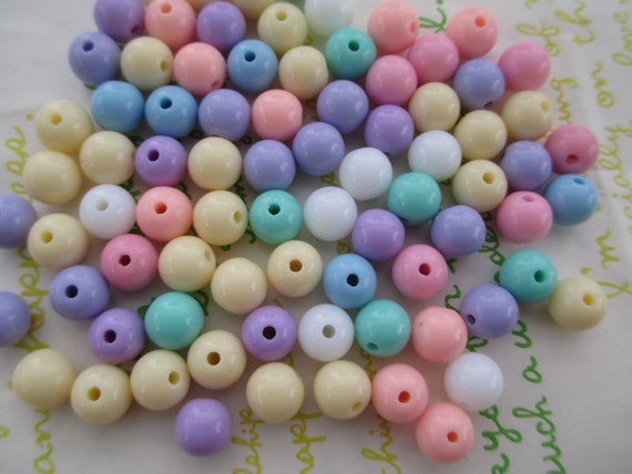 NEW item Candy Pastel color mix Acrylic Beads 50pcs Size 8mm | Etsy