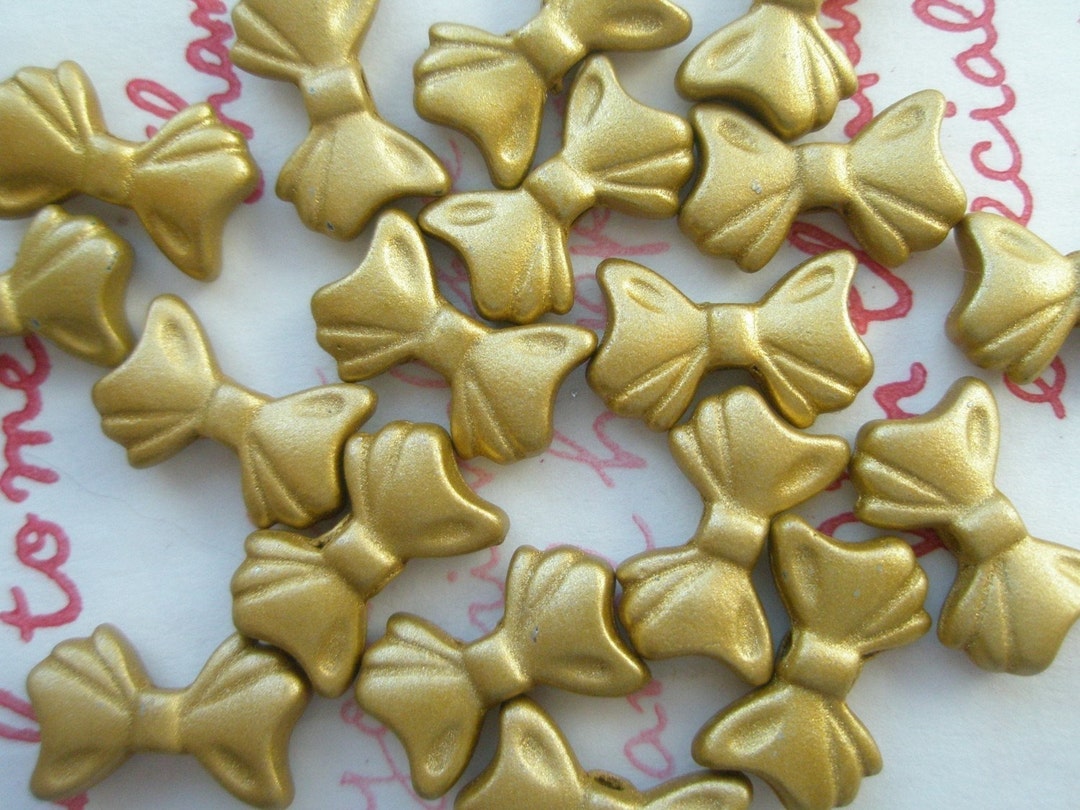 Sale Plastic Bow Beads 100pcs Metallic Gold Color - Etsy