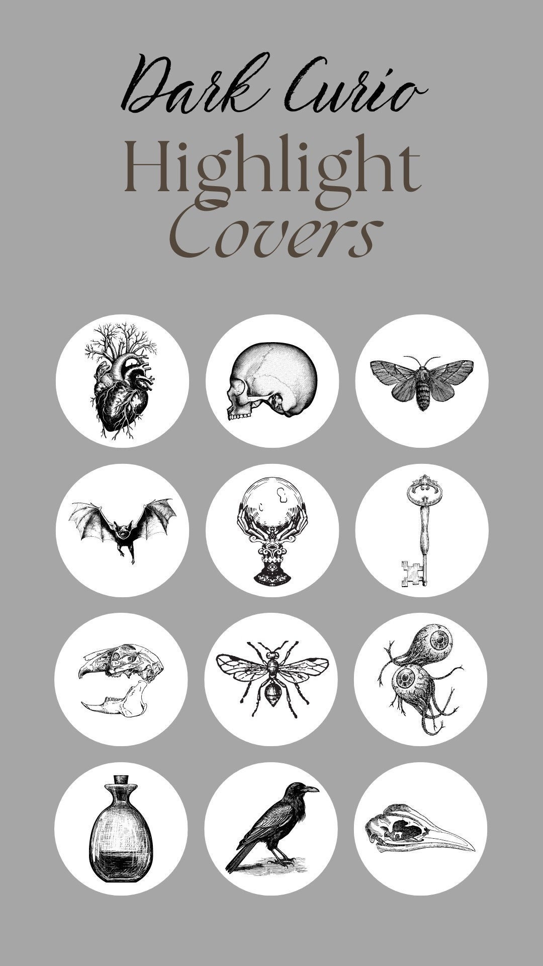 12 Dark Curio Highlight Covers, Dark Academia, Gothic, Dark Aesthetic ...