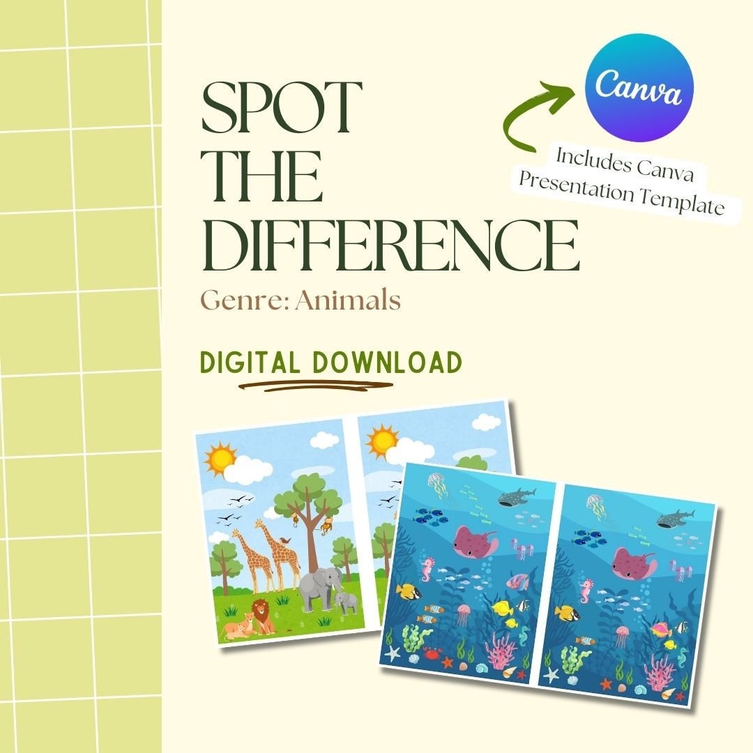 Animals: Spot the Difference PDF Printable & Customizable Canva ...