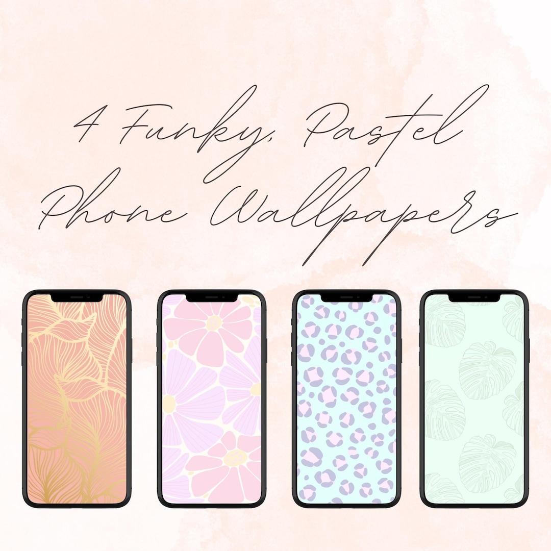 Set of Four Pastel Funky Phone Wallpapers | Instant Download - Etsy