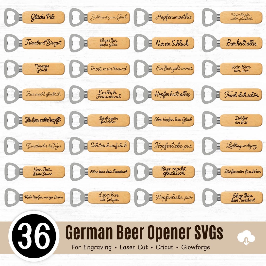 German Beer Sayings SVG Bundle: Bottle Opener Laser Engraving Files ...