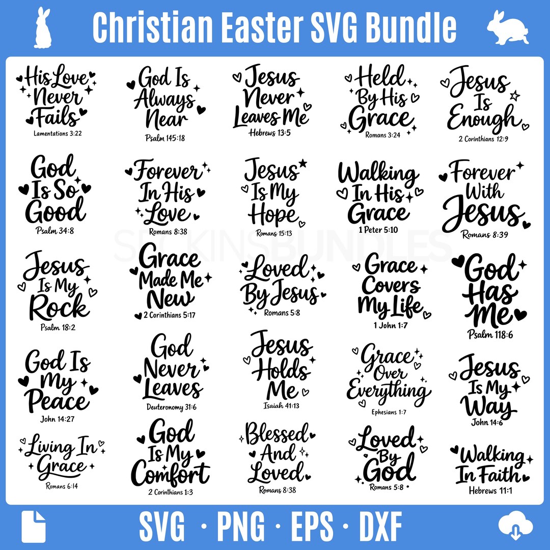 Christian Easter SVG Bundle: 40 Faith Inspired Handwritten (digital ...