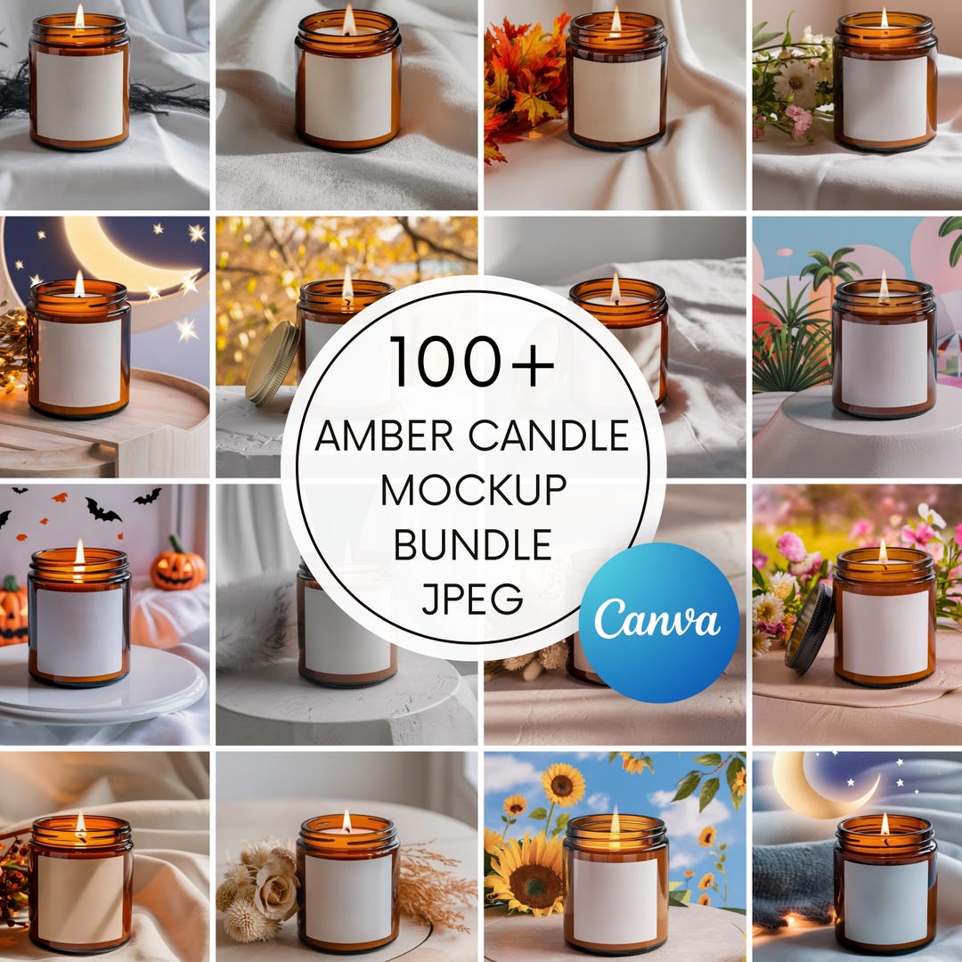 100+ Amber Candle Mockup Bundle, POD Candle Jar Templates, Winter ...