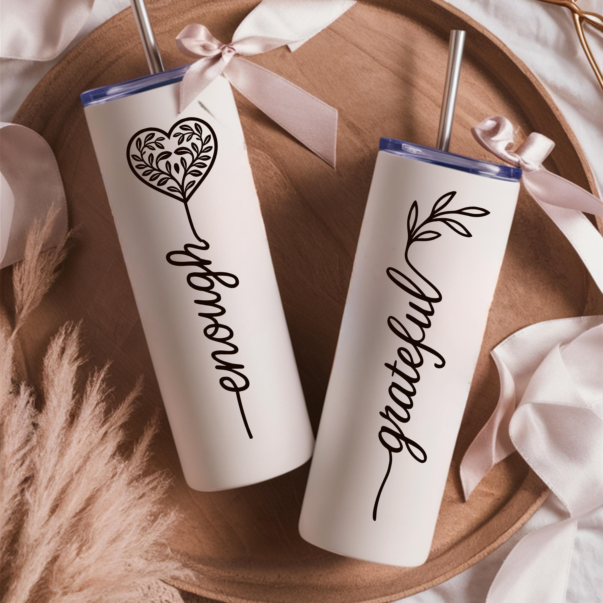 Inspirational Flower Words SVG Bundle: Tumbler Quotes, Positive ...