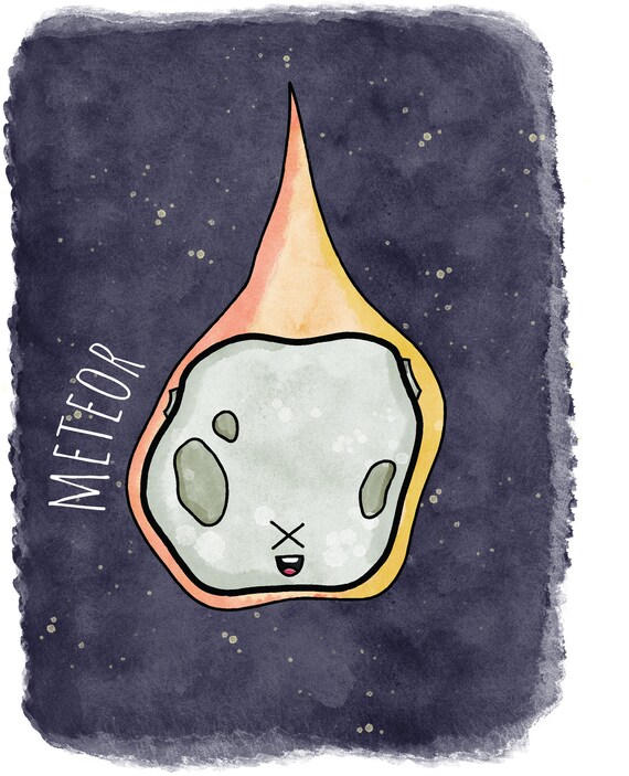 METEOR Digital File of Watercolor Print Jpeg/300dpi 6.5 | Etsy