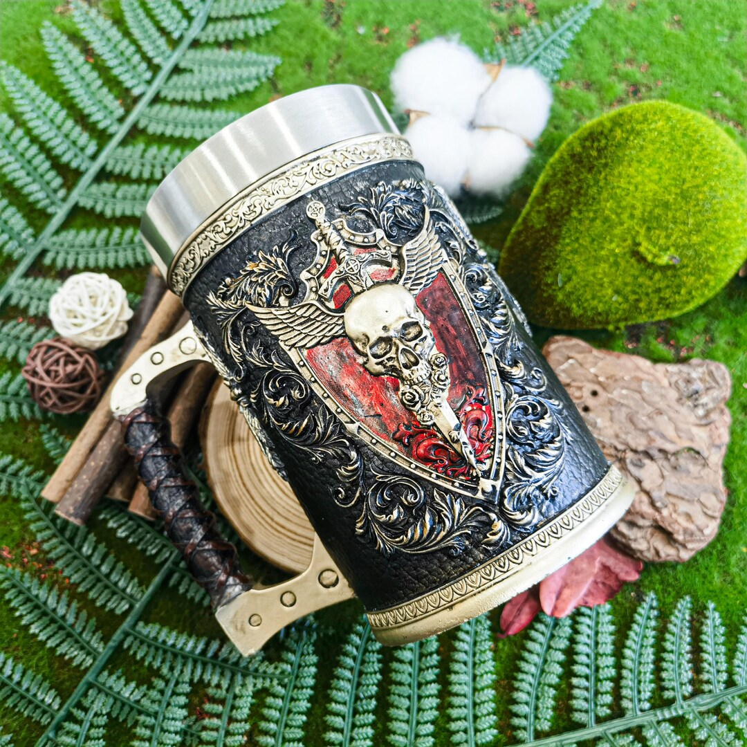 Gothic Medieval Skull Tankard,viking Warrior Cups,stainless Steel Beer ...