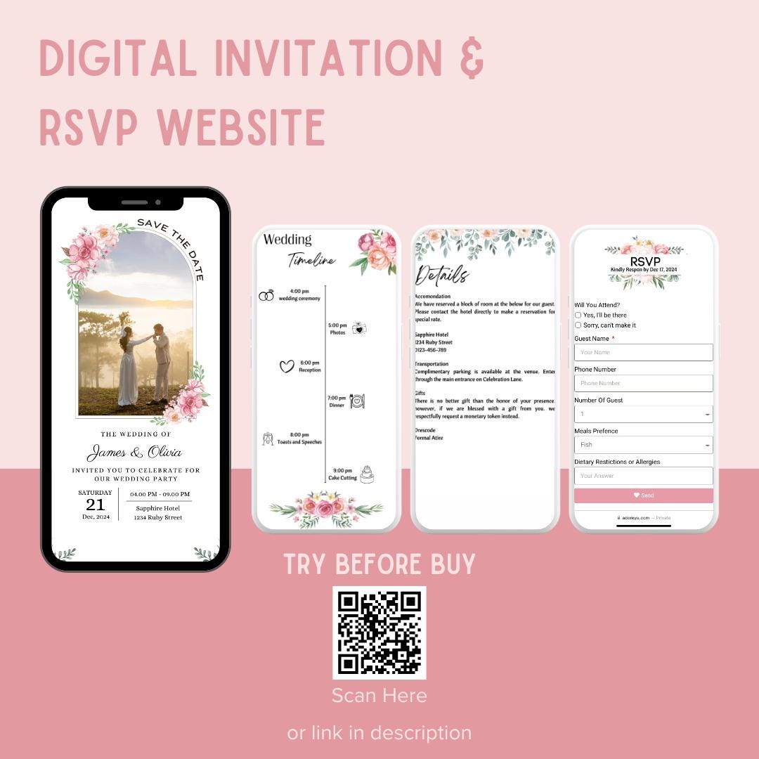 Digital Invitation Wedding - RSVP Real-time RSVP Spreadsheet - Wedding ...