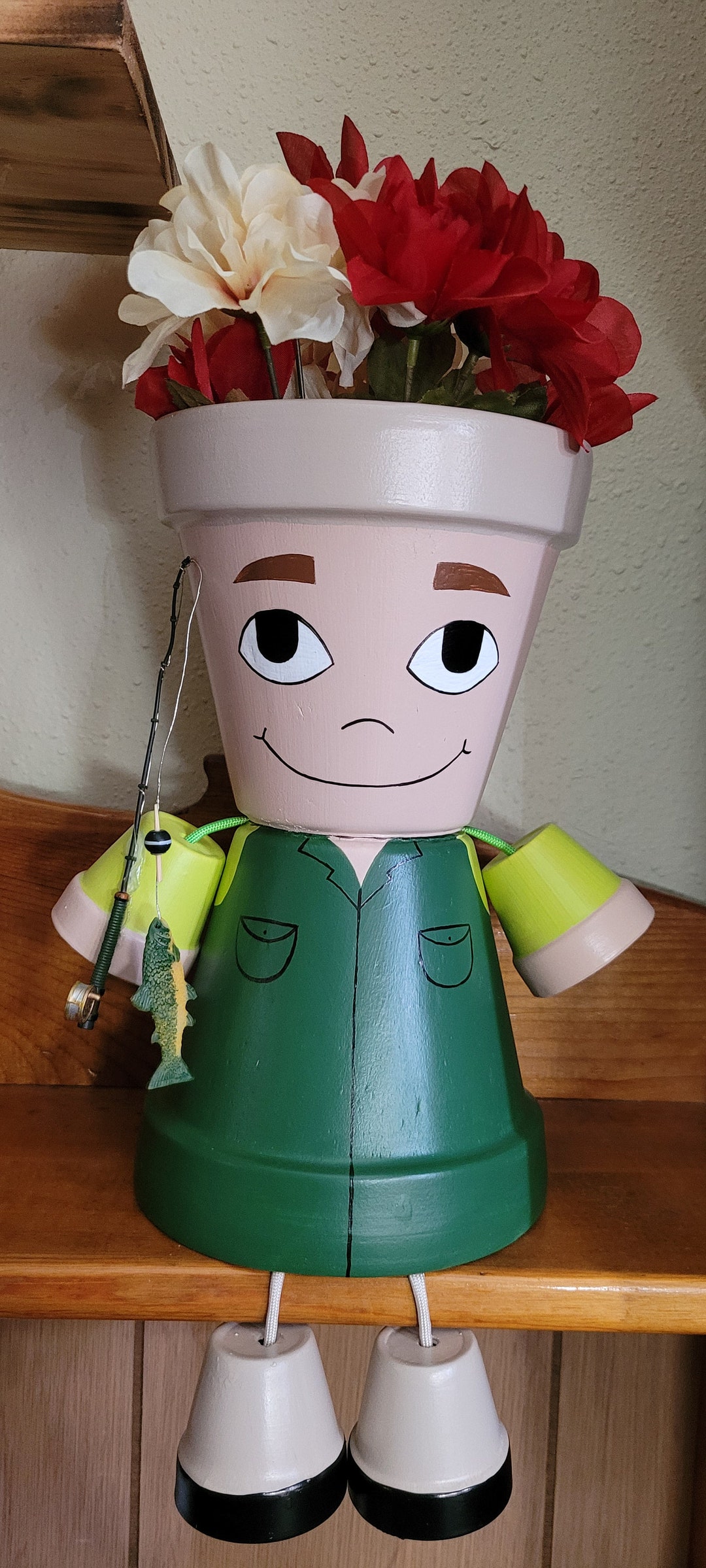 Fisherman - Fun Garden Friend Pot Heads - Etsy