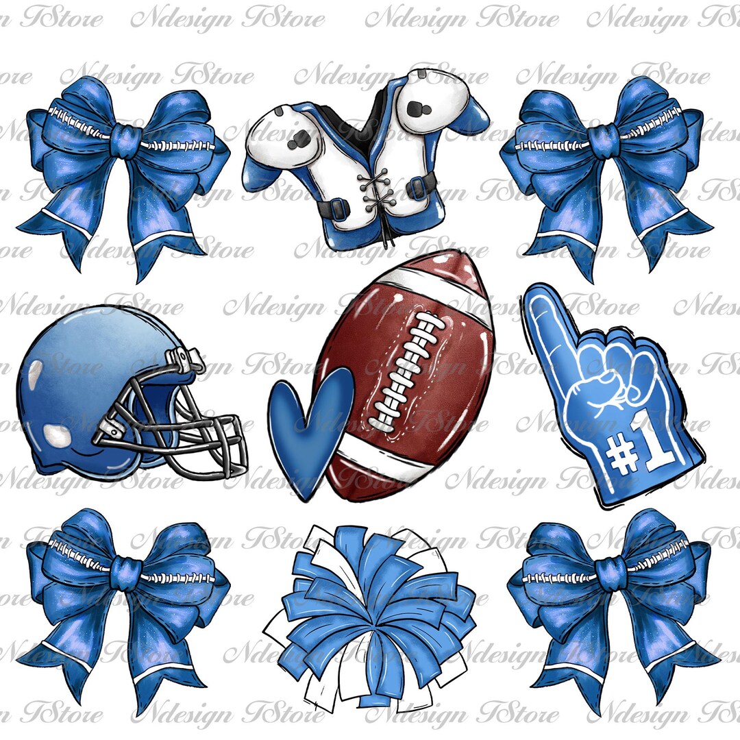 Blue Football Cheer Png, Cheer Football Mom Png, Blue and White ...