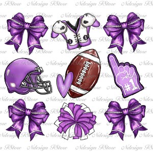 Purple Football Cheer Png, Vintage Football Digital Design Png, Cheer ...