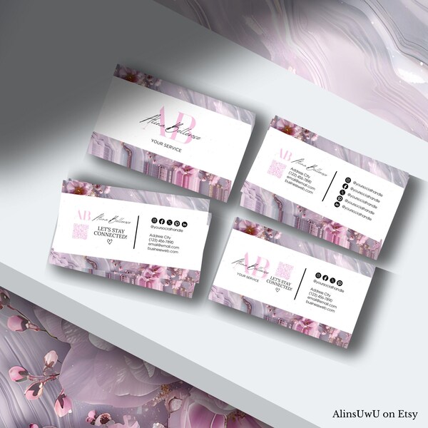 Pink Business Cards - Etsy