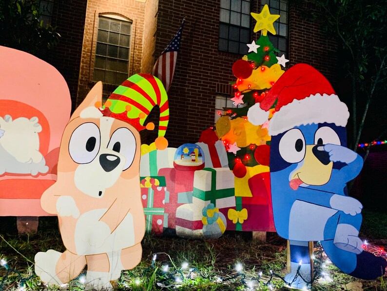 Bluey Christmas Yard Ornaments Bluey, Bingo, Bandit, Chilli, Muffin - Etsy