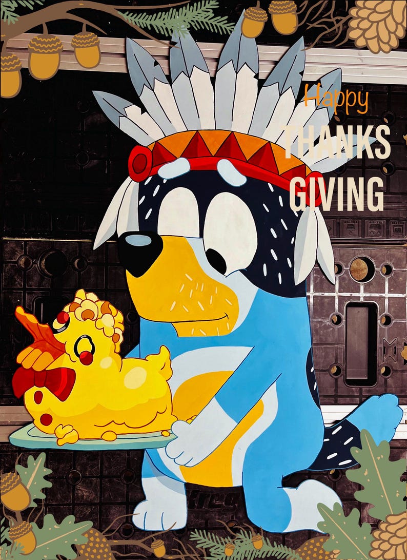 Bluey Thanksgiving Yard Art Bluey, Bingo, Bandit, Chilli, Socks - Etsy