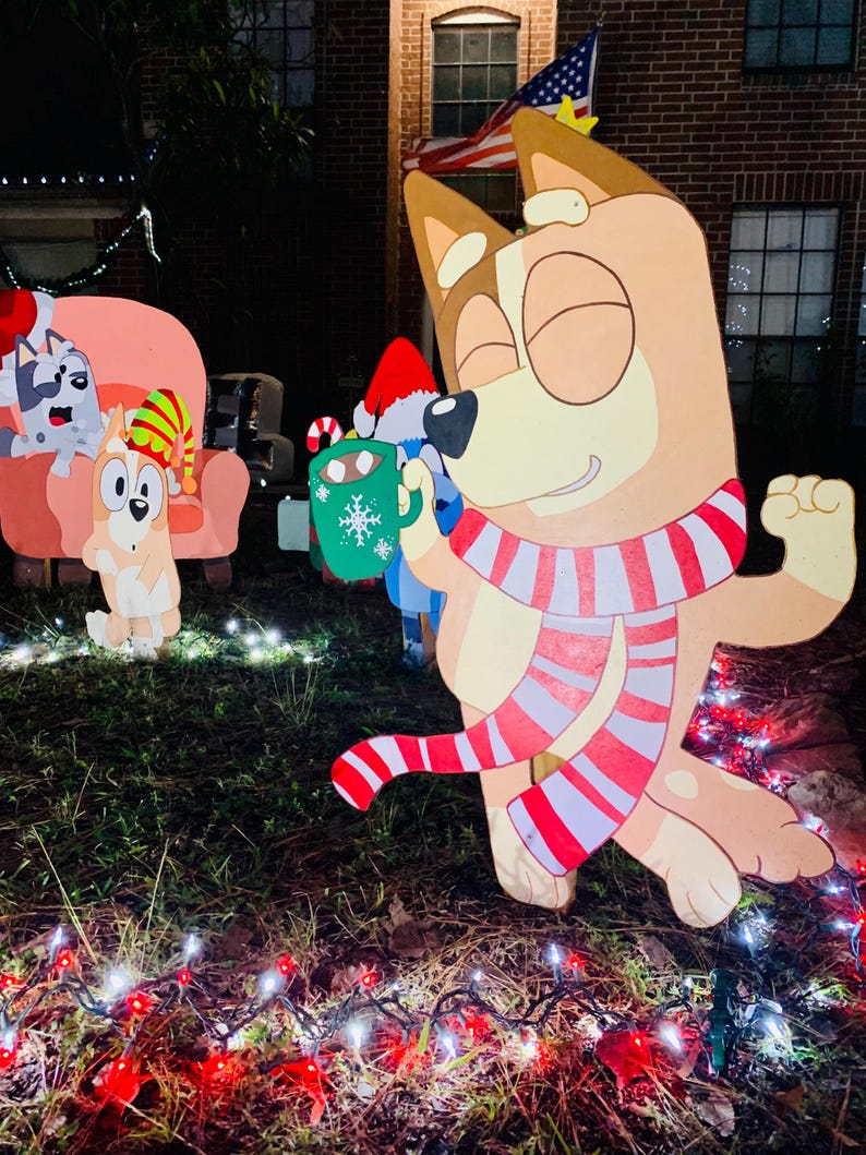 Bluey Christmas Yard Art Bluey, Bingo, Bandit, Chilli, Muffin - Etsy