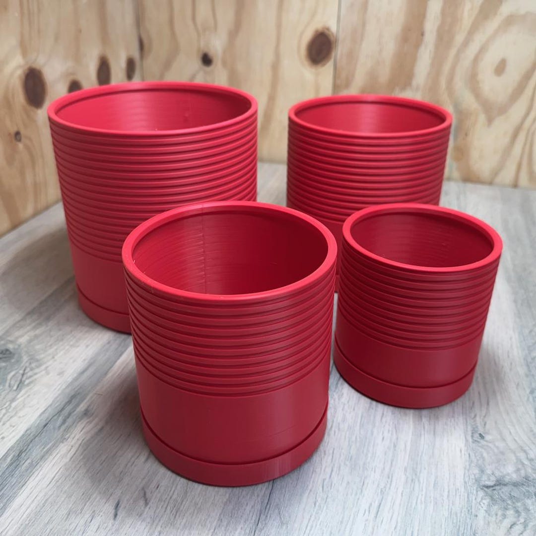 Hot Pink Ribbed Plant Pot With Drip Tray - Etsy