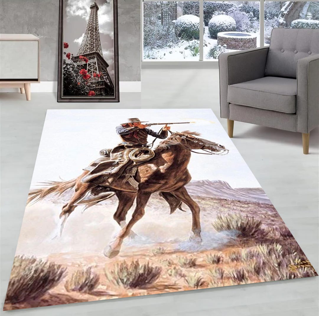 Cowboy Rug: Wild West Horses, American Outlaw Design - Etsy