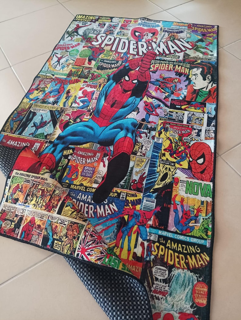Spiderman Comic Book Rug: Super Hero Kids Room Carpet - Etsy