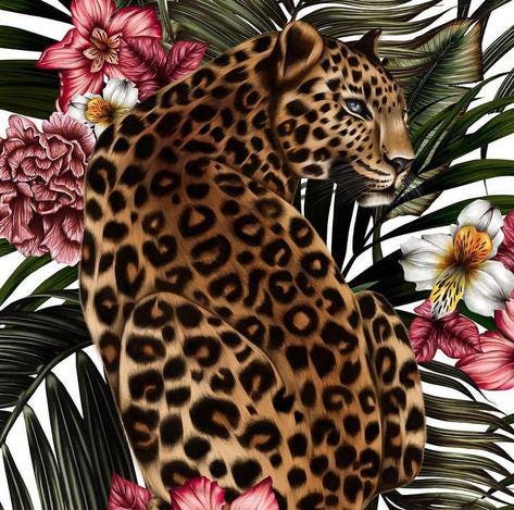 Leopard Print Area Rug: Floral Animal Decor Carpet - Etsy