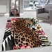 Leopard Print Area Rug: Floral Animal Decor Carpet - Etsy