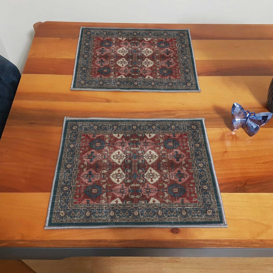 Chenille Kilim Placemat: Vintage Turkish Design, Farmhouse Table Decor ...