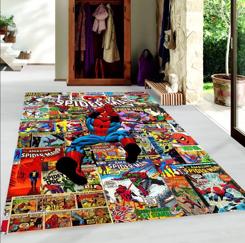 Spiderman Comic Book Rug: Super Hero Kids Room Carpet - Etsy