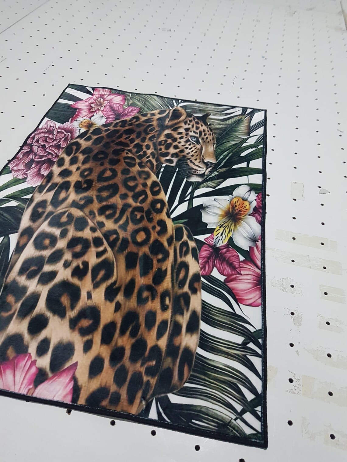 Leopard Print Area Rug: Floral Animal Decor Carpet - Etsy
