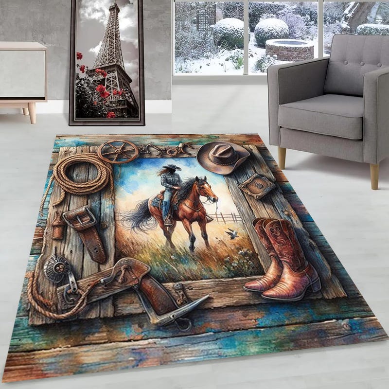 Western Area Rug - Etsy