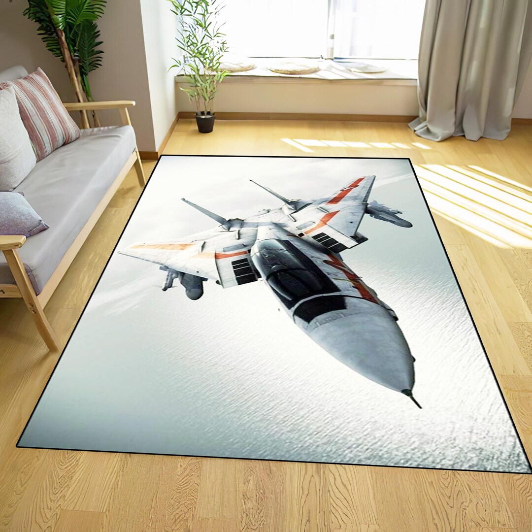 Fighter Jet Area Rug: Airplane Fan Gift, Custom Photo Carpet - Etsy