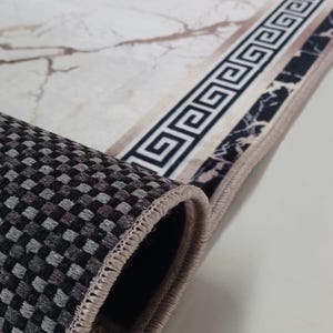 Black and Gold Roman Rug, for Living Room, Medusa Carpet, Greek Key Rug ...