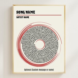 Vinyl Lyrics Print, Personalized Music Poster, Spiral Lyric Poster ...