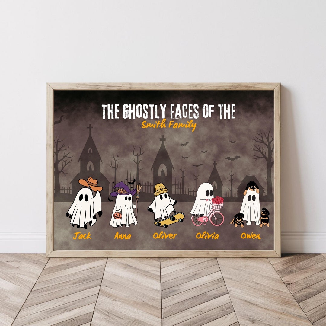 Hallowen Family Art, Halloween Family Portrait, Ghost Family Poster ...
