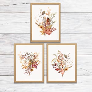 Autumn Botanical Prints, Minimalist Wall Art, Fall Colors Print, Modern ...