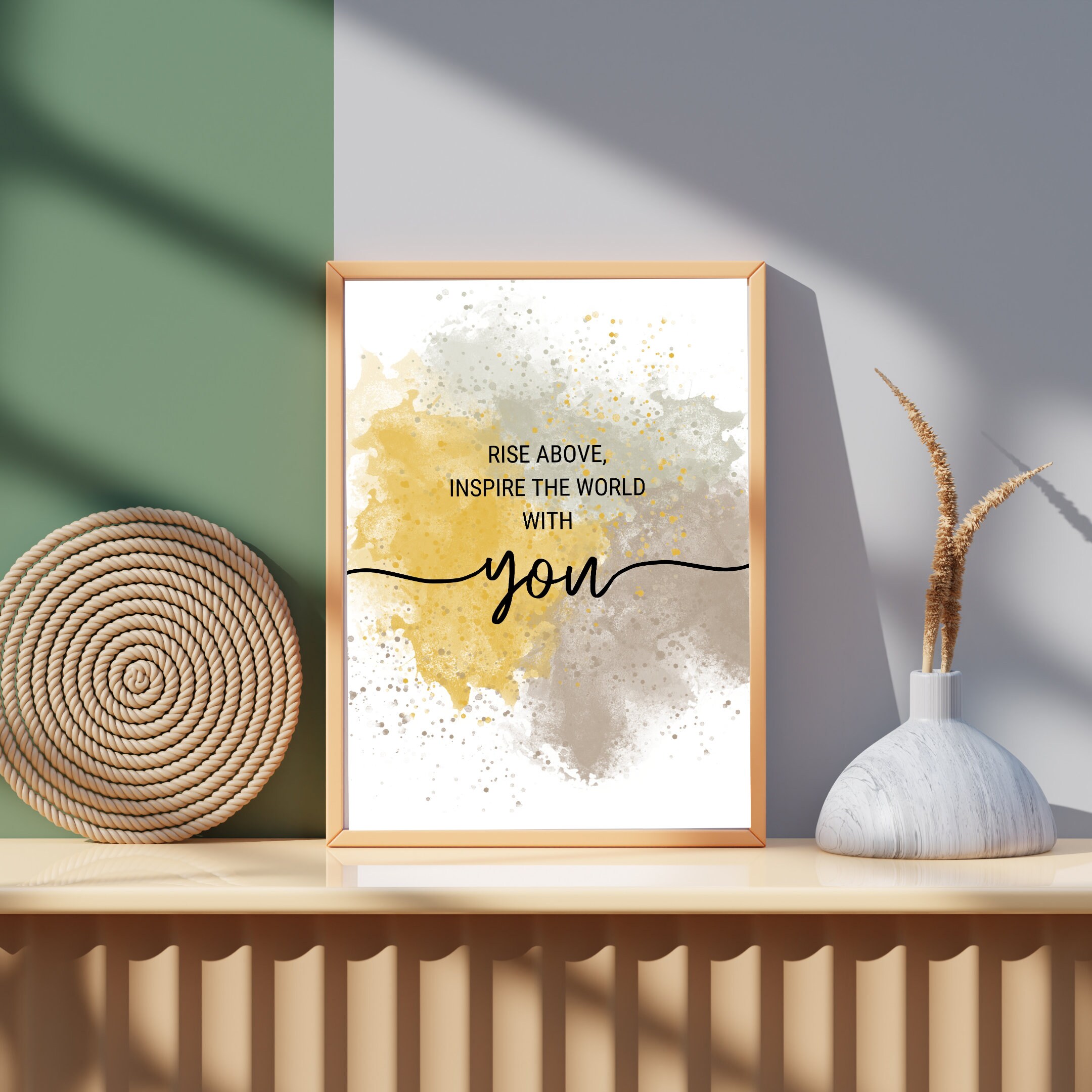 Rise Above Inspirational Quote Wall Art, Motivational Printable, Modern ...