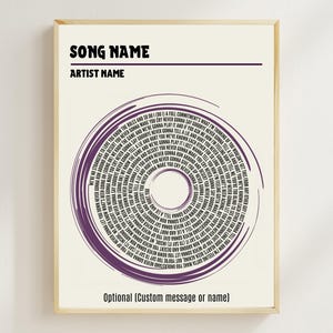 Vinyl Lyrics Print, Personalized Music Poster, Spiral Lyric Poster ...
