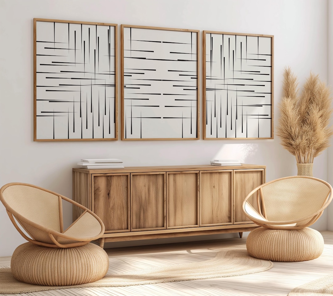 Modern Minimalist Line Art Print Set of 3, Geometric Abstract Wall Art ...