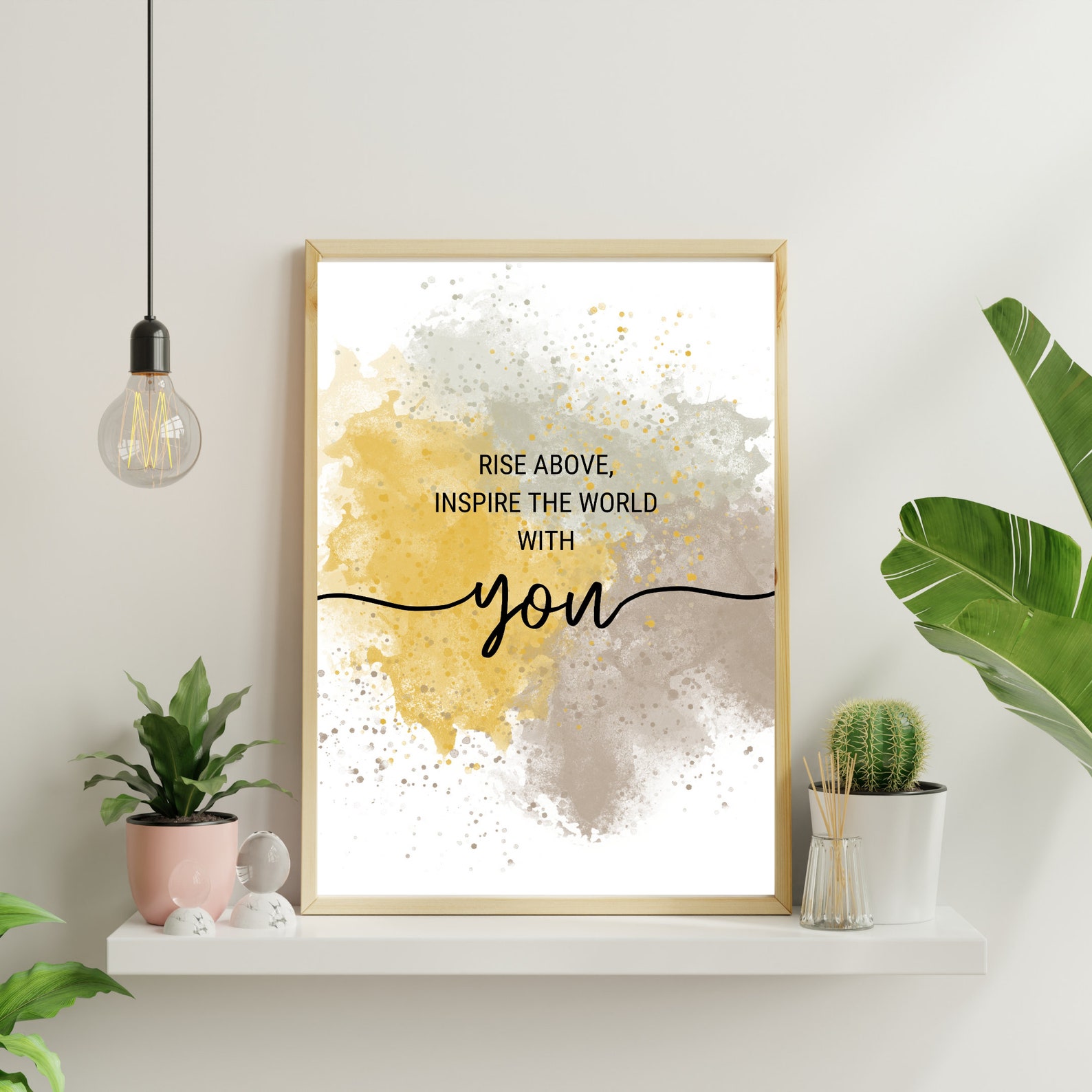 Rise Above Inspirational Quote Wall Art, Motivational Printable, Modern ...