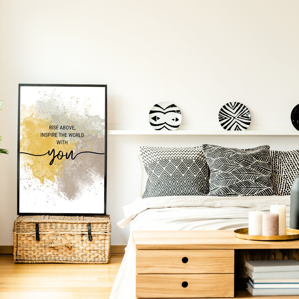 Rise Above Inspirational Quote Wall Art, Motivational Printable, Modern ...