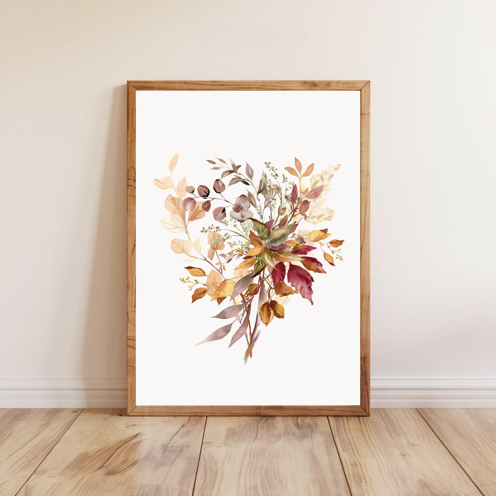 Autumn Botanical Prints, Minimalist Wall Art, Fall Colors Print, Modern ...