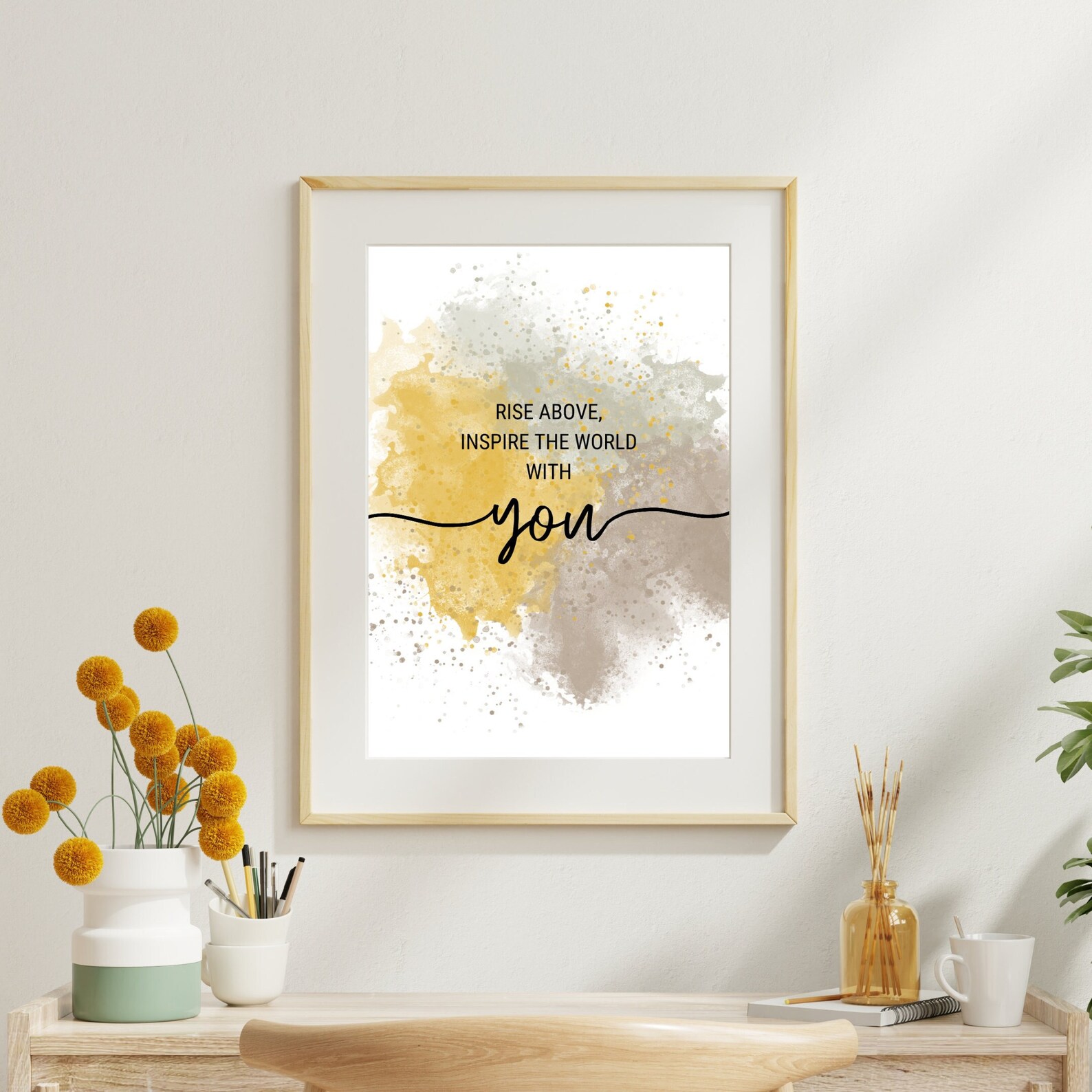 Rise Above Inspirational Quote Wall Art, Motivational Printable, Modern ...